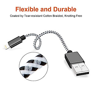 CableCreation 0.5 Feet Short iPhone Charger Cable, [MFi Certified] Lightning to USB Data Sync Cord, Compatible with iPhone 14/14 Pro, AirPods Pro, iPhone 13/13 Pro/12, iPad Pro, Air, 0.15M Black&White