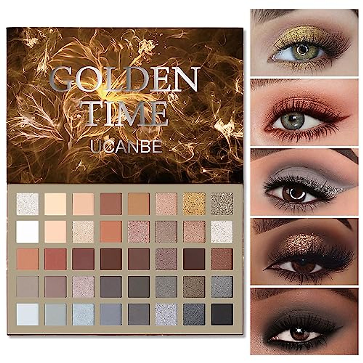 UCANBE Nude Eyeshadow Makeup Palette, 40 Color Matte Shimmer Glitter Eye Shadow, Warm Neutral Black Dark Grey Smoky Make Up Pallet Highly Pigmented Long Lasting Waterproof