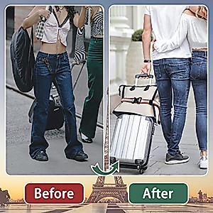 Travel Belt for Luggage - Stylish & Adjustable Add a Bag Luggage Strap for Carry On Bag - Airport Travel Accessories for Women & Men (Silver Brown)