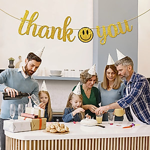 Thank You Banner Gold Glitter, Bachelorette Wedding Bridal Shower Party Decorations, Thanksgiving Day Decorations