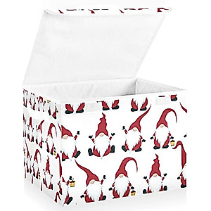 senya Large Storage Bins with Lids Large Closet Storage Bins Christmas Gnomes(6), Foldable Fabric Storage Boxes with Handle for Home Bedroom Office(228vb9g)