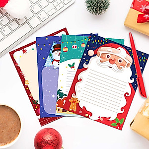 GLKTOPO 60 Sheets Christmas Stationery Paper, 8.5" x 11" Double Sided Holiday Letterhead, 6 Design Deco Writing Paper for Xmas Notes Cards Invitation Scrapbook Crafts Office School Printing Supplies