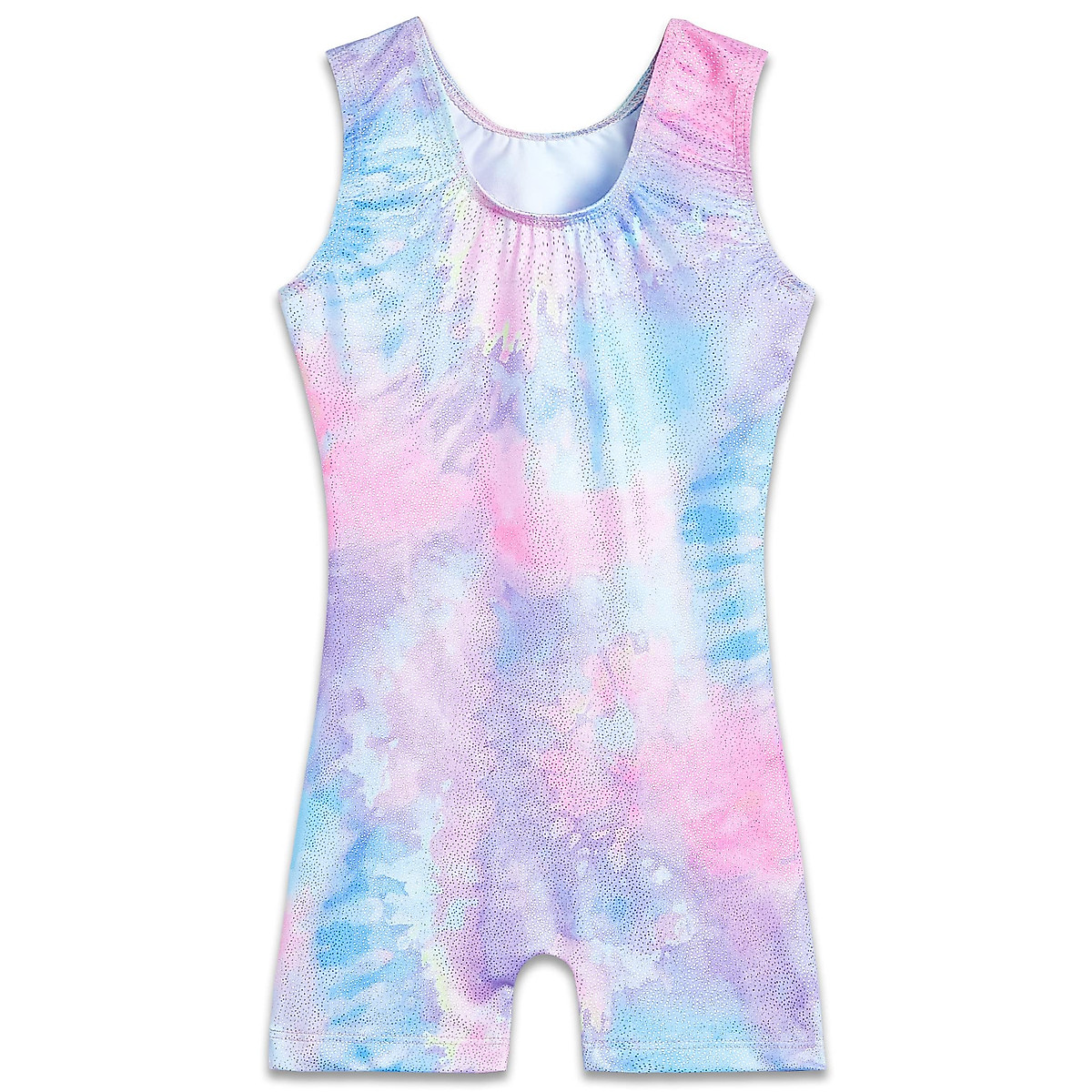 Gymnastics Leotards for Girls 7-8 Years Sparkly Purple Tie Dye Sleeveless Biketards Stretchy Tumbling Practicing Unitard