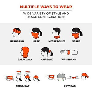 Ergodyne - 42127 Chill-Its 6487 Cooling Neck Gaiter, Multiple Ways to Wear Headband or Face Mask,Lime Hi-Vis Lime