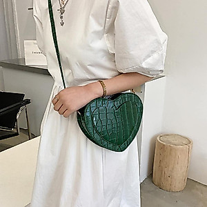 BESTOYARD Women Crossbody Bag PU Vintage Crocodile Skin Heart Shape Shoulder Bag Crossbody Summer Bag for Girls Student