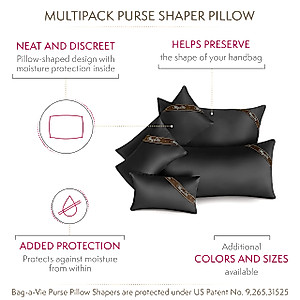 Bag-a-Vie Purse Pillow Shaper Insert - Luxury Purse and Handbag Shapers [5-Pack] Black