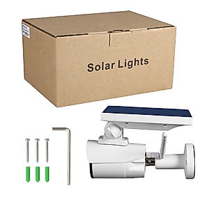 Fake Camera with Light, 360° Rotatable Dummy Security Surveillance CCTV Camera, Super Bright Outdoor Waterproof Solar Motion Sensor Light with Red Flashing Warning Light for Home Security
