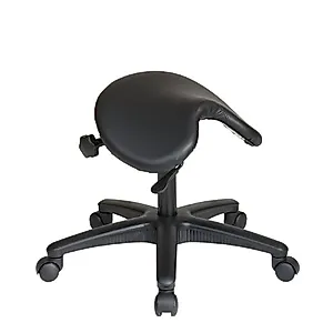 Office Star Drafting Chair with Backless Saddle Seat and Angle Adjustment, Pneumatic Height Adjustment from 19" to 24", Black Vinyl