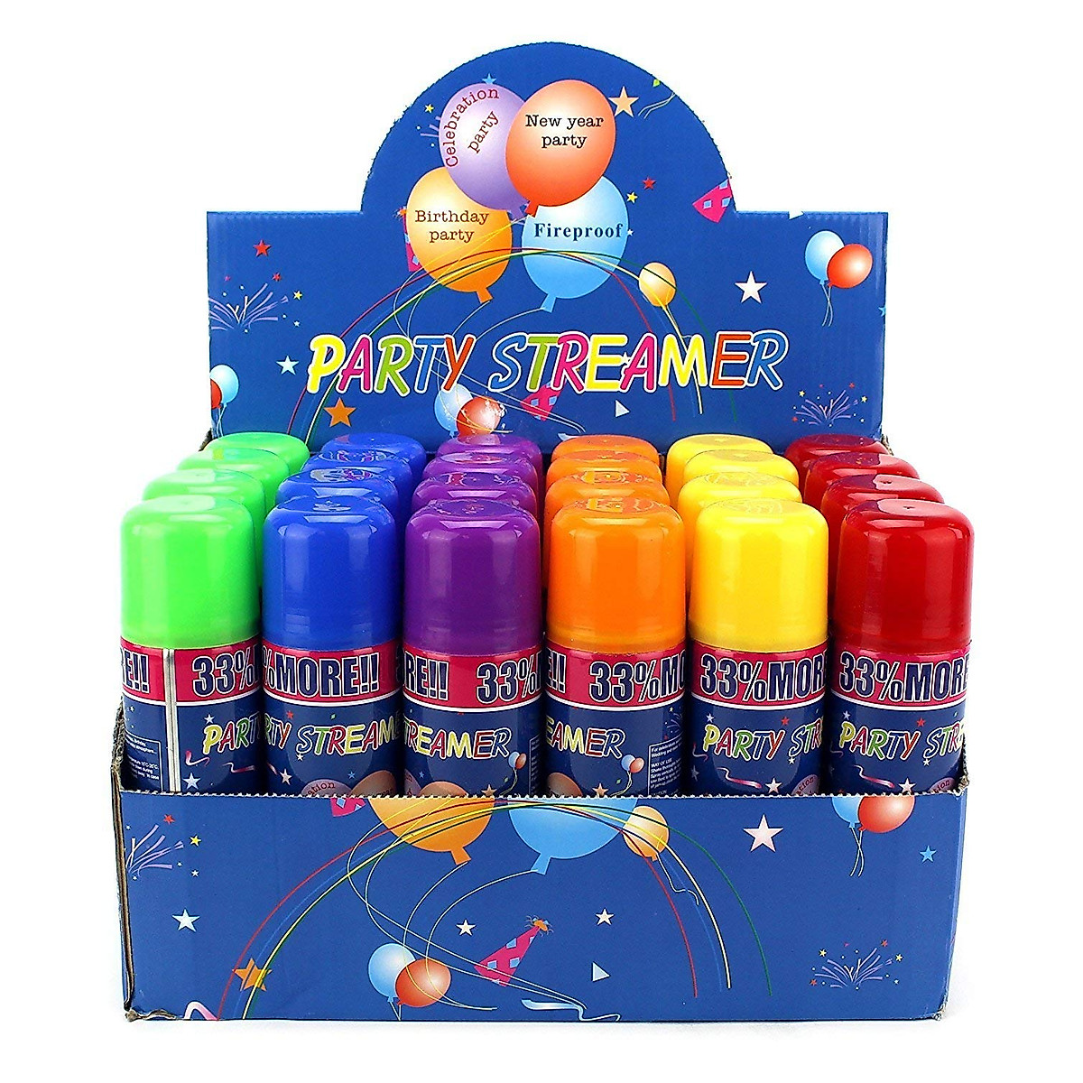 24 pcs Pack of Fun Party Streamer Spray String In A Can for Children's Parties, Party Supplies Perfect For Kid's Parties/Events