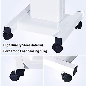 Medical Cart Household Utility Carts, Lab Cart Mobile Trolley Serving Equipment Steel Beauty Salon Cart with Handle, White Small Bubbles Spa Insturment Trolley with Storage, Universal Brake Wheel, 50K