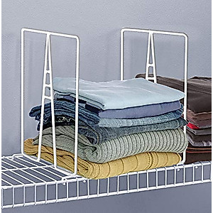 Urban Deco Shelf Dividers for Closet Organization - Wire Closet Shelving Sturdy Closet Shelf Organizer Steel Closet Dividers Linen Closet Organizer - White Coated Wire Shelf Organizer - Pack of 8