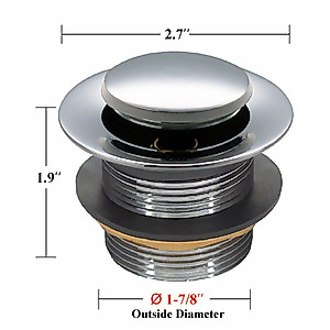 YEEREAD 1-7/8" Brass Bath Tub Drain Kit, Pop Up Tip Toe Touch Bathtub Shower Drain Shoe Stopper Replacement, Polished Chrome
