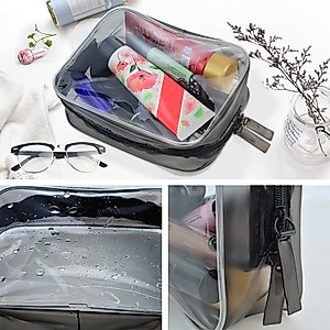 Wobe 5 Packs Clear Cosmetics Bag TSA Approved, PVC Zippered Toiletry Carry Pouch Portable Makeup Bag for Vacation Travel, Bathroom and Organizing Waterproof Makeup Bag Vinyl Plastic Organizer Case