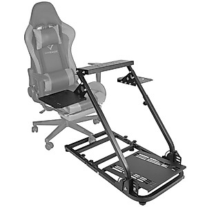 Supllueer Foldable Flight Sim Stand with Multiple Shift Panels fit for Logitech X52 X56 G27 G29, Thrustmaster Hotas Warthog, Flight Simulator Cockpit without Wheel Pedal Shifter Seat