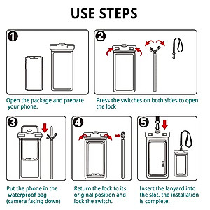 CACOE Universal IPX8 Waterproof Phone Pouch with Neck Lanyard 2 Pack-Up to 7.2",Waterproof Phone Case Holder,Cell Phone Dry Bags for Vacation Beach Kayak Cruise Travel Essentials