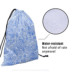 Blue White Floral Grip Bag - Traditional Flower Grip Bags for Gymnasts Teal Flowers Gymnastic Bag Abstract Modern Art Gym Pouch Bag Artistic String Bag Adjustable for Personal Equipment