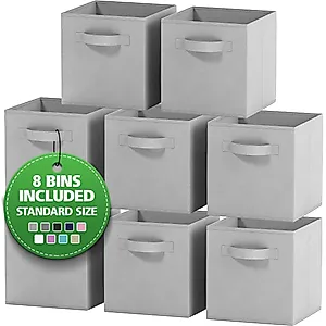 Fabric Storage Cubes for Cube Organizer - 8 Pack Heavy Duty Light Grey Storage Bins - 11 Inch Cube Storage Bin, Use As A Clothes Storage Box In Closet, Baskets For Shelves or Cubbies Storage Organizer