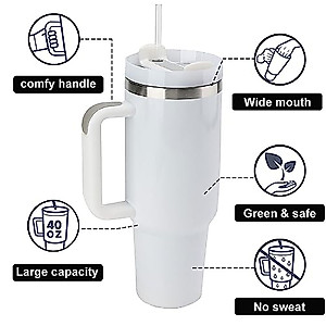 BELYQLY 40oz - New Version Stainless Steel Vacuum Insulated Tumbler with Lid and Straw for Water, Smoothie and More, Iced Tea or Coffee (Sublimation)
