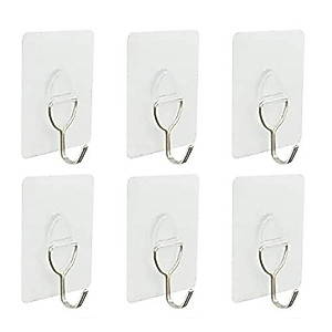 Cell Gel Mounts 6 Pack | Strong Hold Reusable Hook for Hanging | Transparent Reusable Self Adhesive Hook | Waterproof Heavy Duty (9 lb) | Hooks for Bathroom, Shower, Outdoor, Kitchen, and More