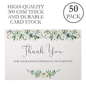 VNS Creations Sympathy Thank You Cards - 300 GSM Thick And Durable Card Stock - Blank On Inside With A Shiny Finish On Outside - Won't Smudge Or Smear - Cards For Somber Occassion