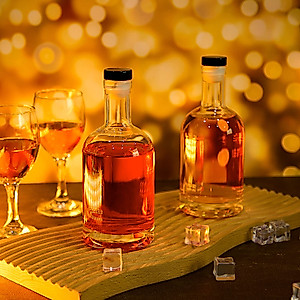 12 Pcs Clear Wine Bottles 12 oz Glass Liquor Bottles with T-top Caps Heavy Bottom Hot Sauce Bottles Home Brewing Glass Bottle Airtight Crew Bottle for Kombucha Beverages Juice Oils Drinks (Black)