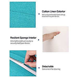 MoKo Tablet Pillow Holder, Pillow for iPad Multi-Angle Soft Tablet Stand Up to 12.9" for Xmas Gift, eReader, Fit with iPad 9, iPad Mini 6,iPad 10th, iPad Pro 11/12.9 2022,Galaxy Tab S9/S9+,Sea Blue