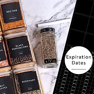 263 Minimalist Pantry Label Set, White Text on Black Vinyl Waterproof Label Sticker with Removable Adhesive - Fits on round, square and rectangle glass jars - Organize Baking, Grains, Beans and Snacks