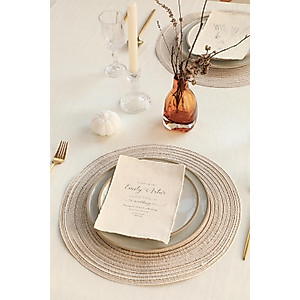 Floroom 15 Inch Round Braided Placemats Set of 4, Washable Heat Resistant Cotton Polyester Circle Place Mats for Kitchen Dining Table - Canvas Beige