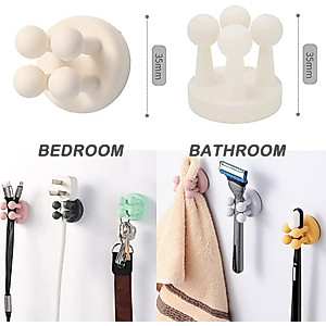 BetterJonny 6 Pack Razor Holder for Shower Wall, Silicone Toothbrush Holders for Hanging, Multi-Purpose Hanging Hooks Utility Self Adhesive Hooks for Kitchen Bathroom Home