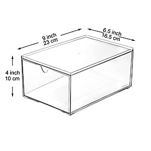 Youngever 2 Pack Stackable Makeup Organizer Drawers, 9" x 6.5" x 4“ Clear Cosmetic Storage Organizers
