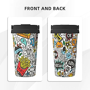WANGXUEE comic art Print 500ml Stainless Steel Travel Tumbler Double Wall Vacuum Insulated Coffee Mug
