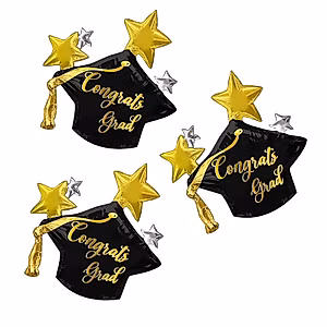 AVMBC Graduation Cap Balloon, Graduation Mylar Foil Balloon, Graduation Cap Star Balloon | Congrats Grad Cap Balloon for 2025 Graduation Party Decorations Supplies