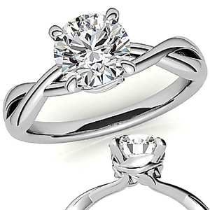 Bhumi Gems 2CT Round Colorless Moissanite Engagement Ring Wedding Bridal Ring Set Eternity Antique Vintage Solitaire Hidden Halo Dainty Statement Minimalist Promise Her
