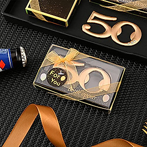 24 PCS 50th Birthday Party Favors 50 Shaped Bottle Openers 50th Birthday Golden Wedding Gifts Souvenirs for Guest , Party Decorations