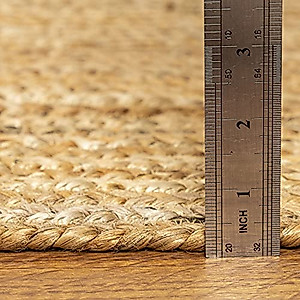 Super Area Rugs All Natural Soft Jute Braided Hand-Woven Rug Natural Beige 2' X 3' Oval