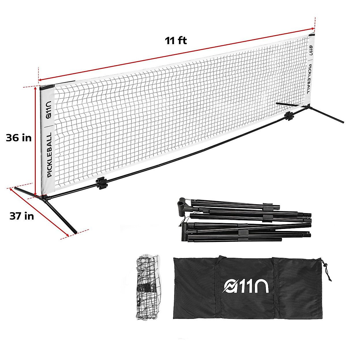A11N Portable Pickleball Net for Driveway - Half Court Size, 11ft Net for Pickleball, Kids Tennis, Soccer Tennis