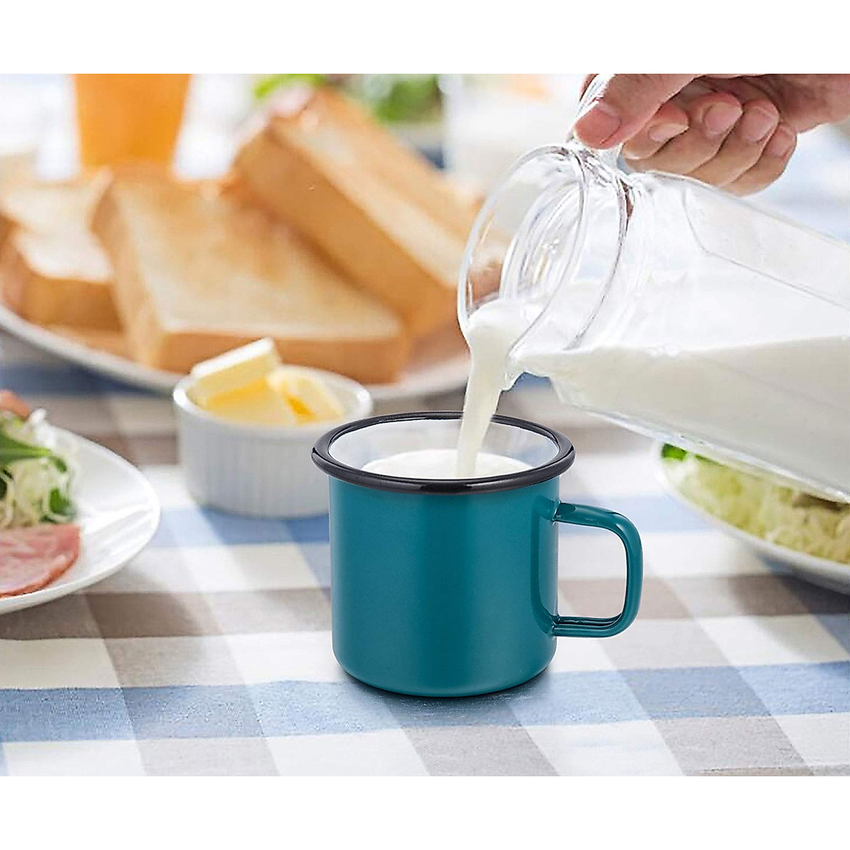 TeamFar Tea Coffee Mug Set of 4, Enamel Drinking Mugs Cups for Home Use/Office/Party or Camping, Bright Colors and Classic Look - 12 ounce