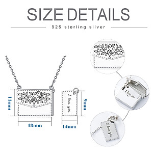 AOBOCO Sterling Silver I love You Envelope Necklace Embellished with Crystals from Austria,hypoallergenic Message Pendant jewelry, Anniversary Birthday Gifts Present for Women