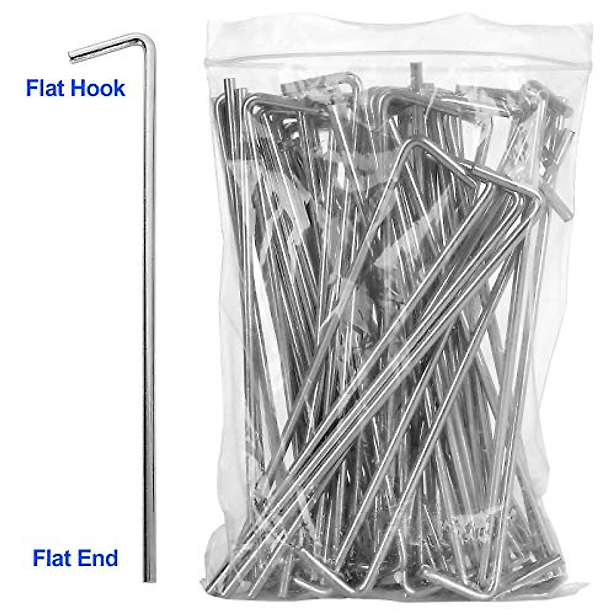 100 Pack Tent Stakes 6-3/4”Galvanized Steel Tent Pegs, Garden Edging Fence Hooks Pegs for Camping, Shelters, Tarp, Canopies, Christmas Decoration Stakes