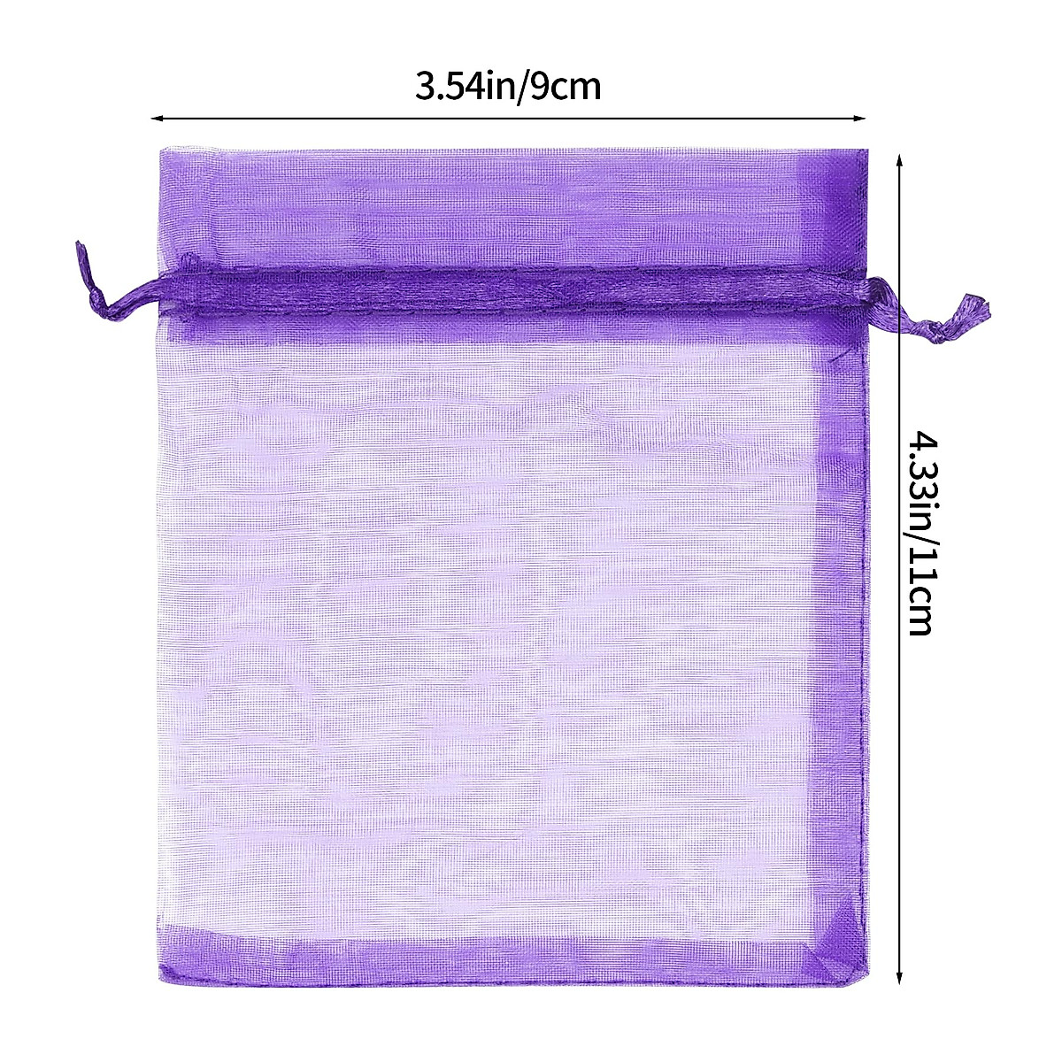 Bskifnn 100pcs Organza Bags Satin Drawstring Organza Pouch Mother's Day Valentine's Day Halloween Candy Bags Wedding Party Favor Gift Bag Jewelry Bags 3.54''x4.33''(9x11cm) (Purple)