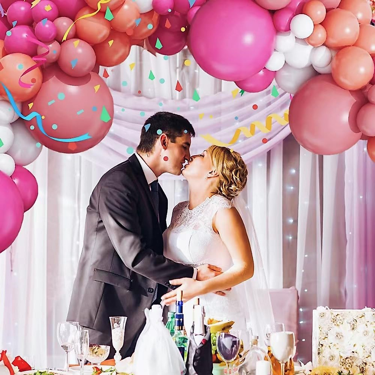 Pink Balloons Garland Arch Kit, 136PCS Pink Peach Balloon Birthday Party Decorations for Baby Shower Princess Theme Wedding Party Supplies