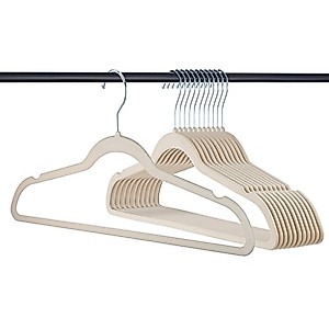 Home-it Premium Velvet Hangers 50 Pack - Ivory Suit Hangers Non-Slip - Heavy duty Clothes Hangers for Closet, Jacket, Shirt, Pants and Suit, Hook Swivel 360 - Ultra Thin