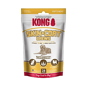 KONG - Dog Soft Chew for Skin and Coat - with Omega-3 Fatty acids, Vitamin E and zinc - 28 Count