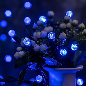 YULETIME Blue One-Piece G12 LED Christmas Lights, Total 48 Feet 140 Count 2 Strands 24ft 70ct Waterproof Raspberry String Light (Blue)