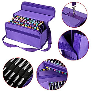 BTSKY Handy 80 Slot Carrying Lipstick Organizer Marker Case Holder for Touch Spectrum Noir Paint S, Purple