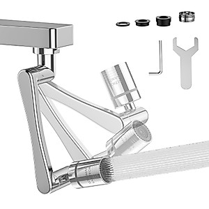 ST.THOMAS 1440°Swivel Faucet Extender,360° Swivel Robotic Arm Faucet Aerator,2 Sprayer Mode Kitchen Faucet Attachment Tap Head Replacement For Bathroom/Kitchen/Face/Kids Use