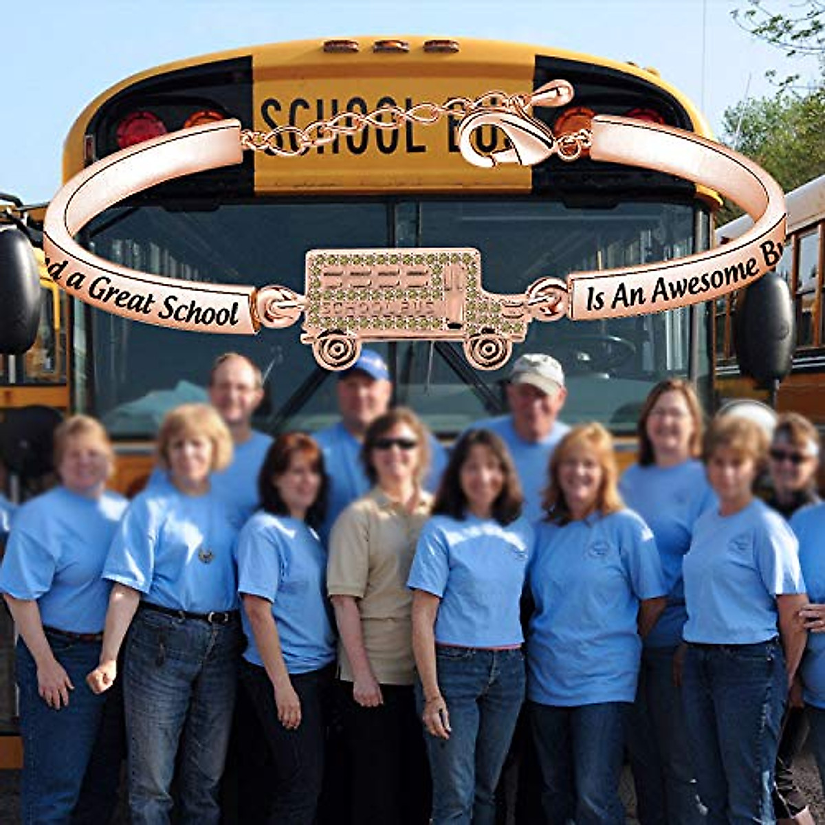 ENSIANTH Bus Driver Bracelet Behind a Great School is An Awesome Bus Driver Bracelet (RG-Bracelet)