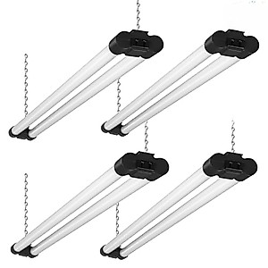 VEVOR 4 Pack LED Shop Light, 4 FT, 40W Linkable Shop Light Fixture, 4500 LM Surface & Hanging Mount Ceiling Lights 59 in Power Cords with ON/Off Switch, for Garage Warehouse Home Workkshop and Office