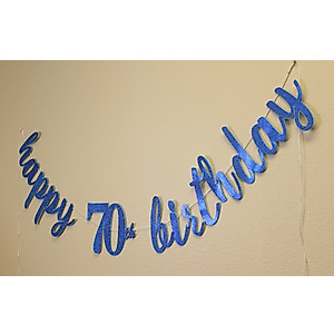 All About Details Happy 70th Birthday Cursive Banner (Blue)