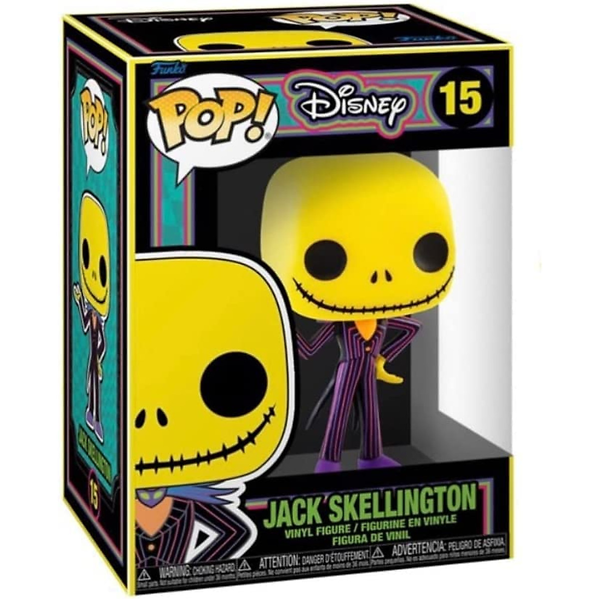POP Disney: The Nightmare Before Christmas - Jack Skellington (Blacklight) Funko Vinyl Figure (Bundled with Compatible Box Protector Case) Multicolored 3.75 inches